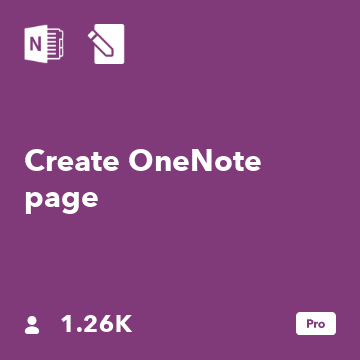 Create OneNote page - IFTTT
